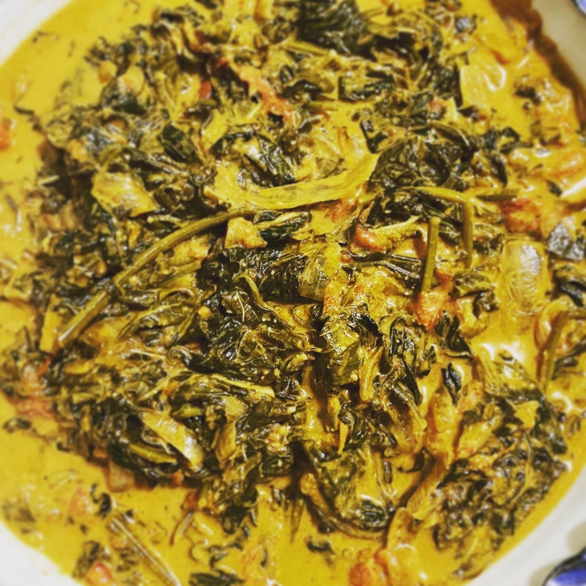 Coconut Stewed Callaloo with Sweet Potato Greens – Yisrael Farms